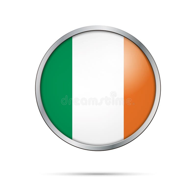 Vector Flag Button. Ireland Flag in Glass Button Style. Stock Vector ...