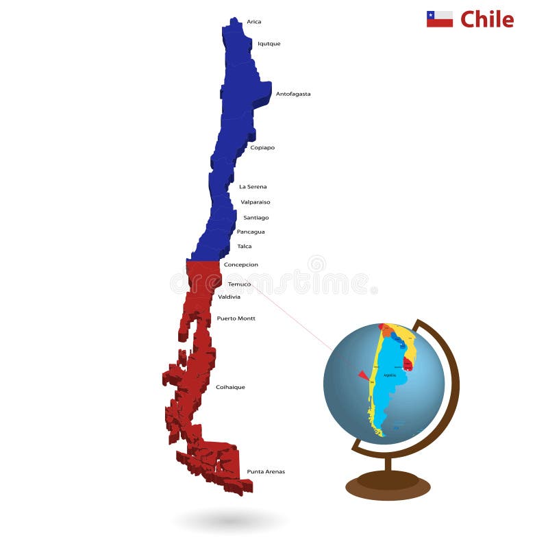 Vector Flag Map of Chile. Map of Chile Stock Vector - Illustration of ...