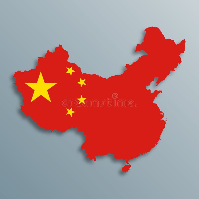 World Map Outline with Shadowvector Flag Map of China with Shadow Stock ...