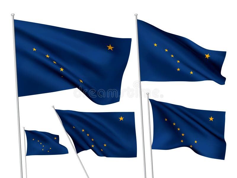 Waving Alaska Flag Isolated On A White Background Vector Illustration Stock Vector