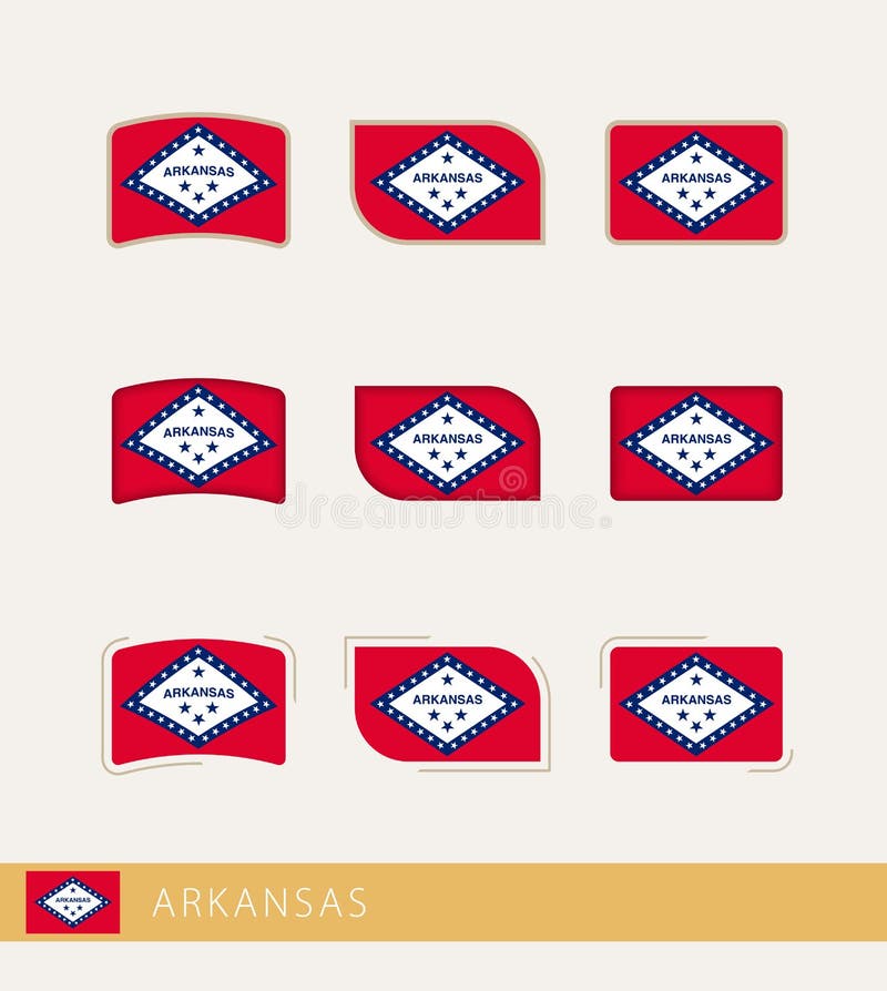 Vector Flags of Arkansas, Collection of Arkansas Flags Stock Vector ...
