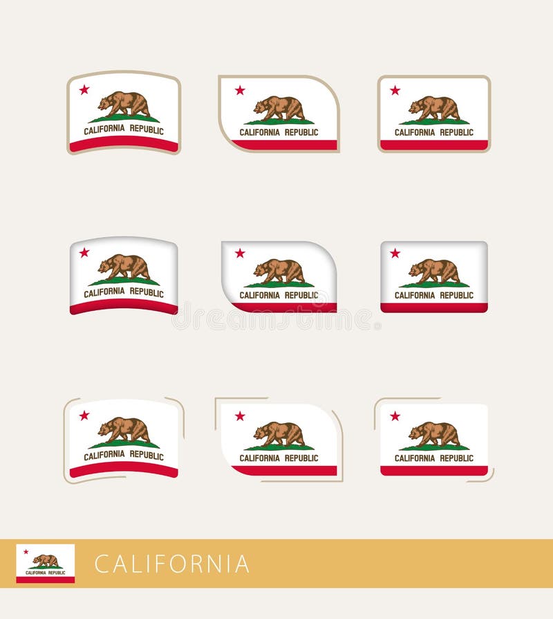 Vector Flags of California, Collection of California Flags Stock Vector ...