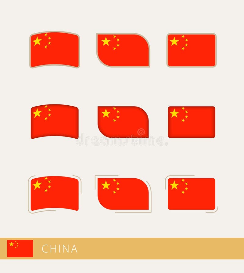 Vector Flags of China, Collection of China Flags Stock Vector ...