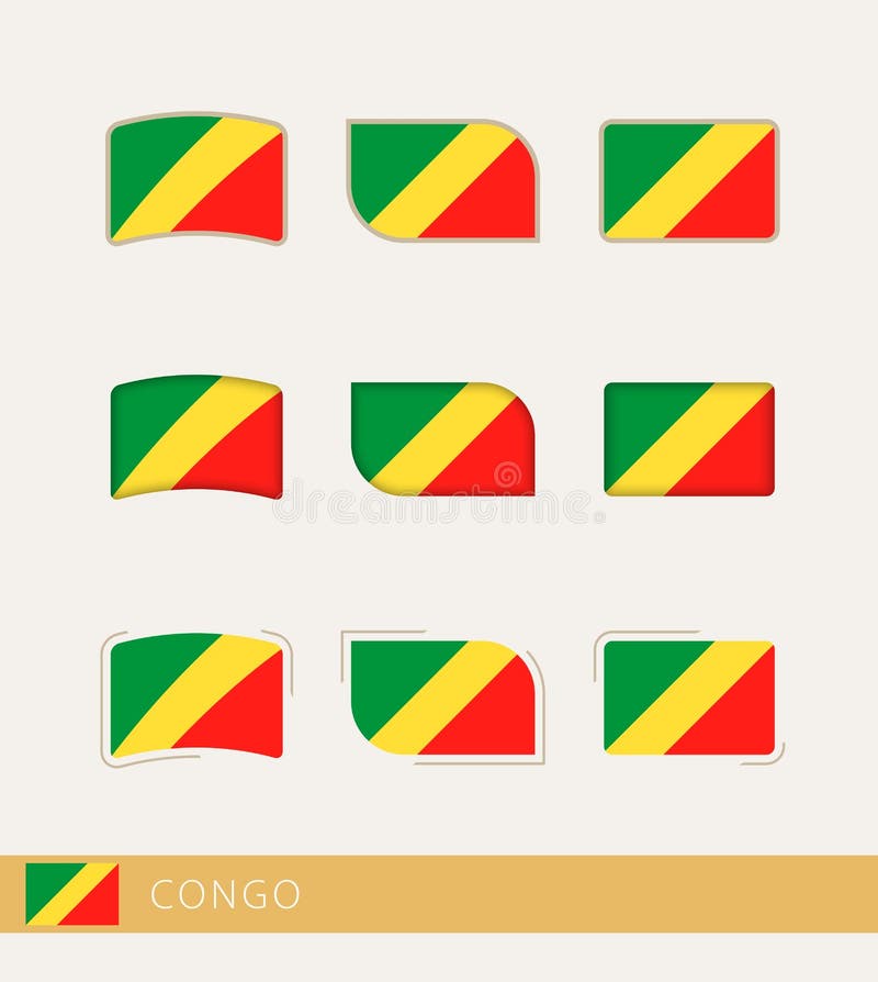 Vector Flags of Congo, Collection of Congo Flags Stock Vector ...