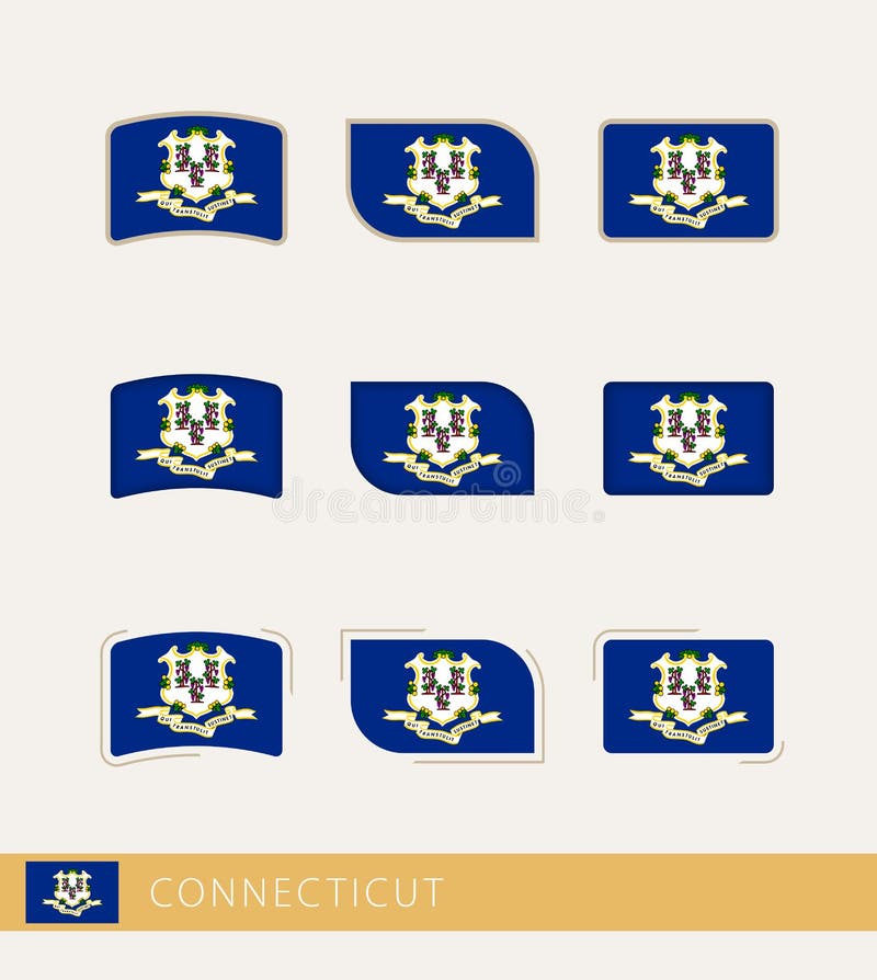Vector Flags of Connecticut, Collection of Connecticut Flags Stock ...