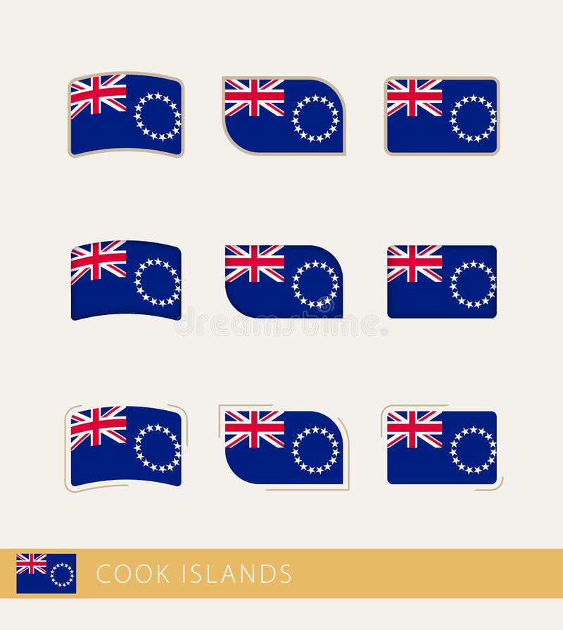 Vector Flags of Cook Islands, Collection of Cook Islands Flags Stock ...