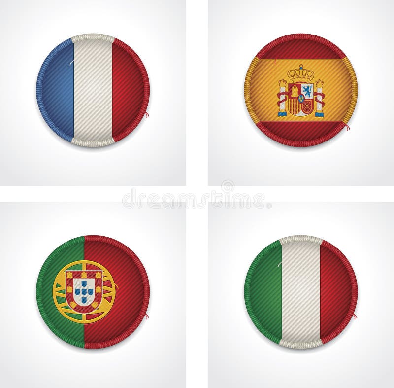 Vector Flags of Countries As Fabric Badges Stock Vector - Illustration ...