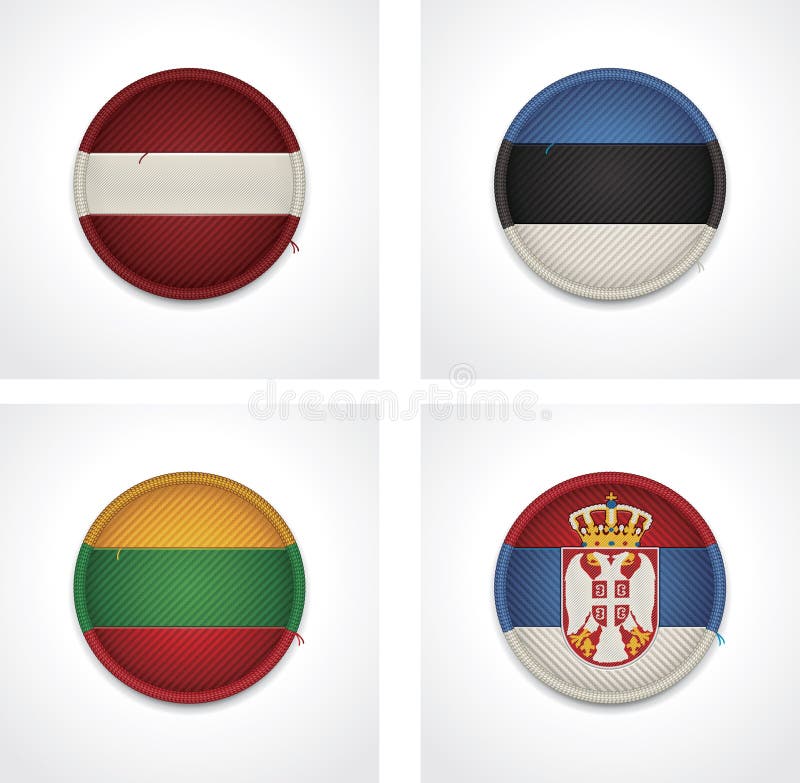 Vector Flags of Countries As Fabric Badges Stock Vector - Illustration ...