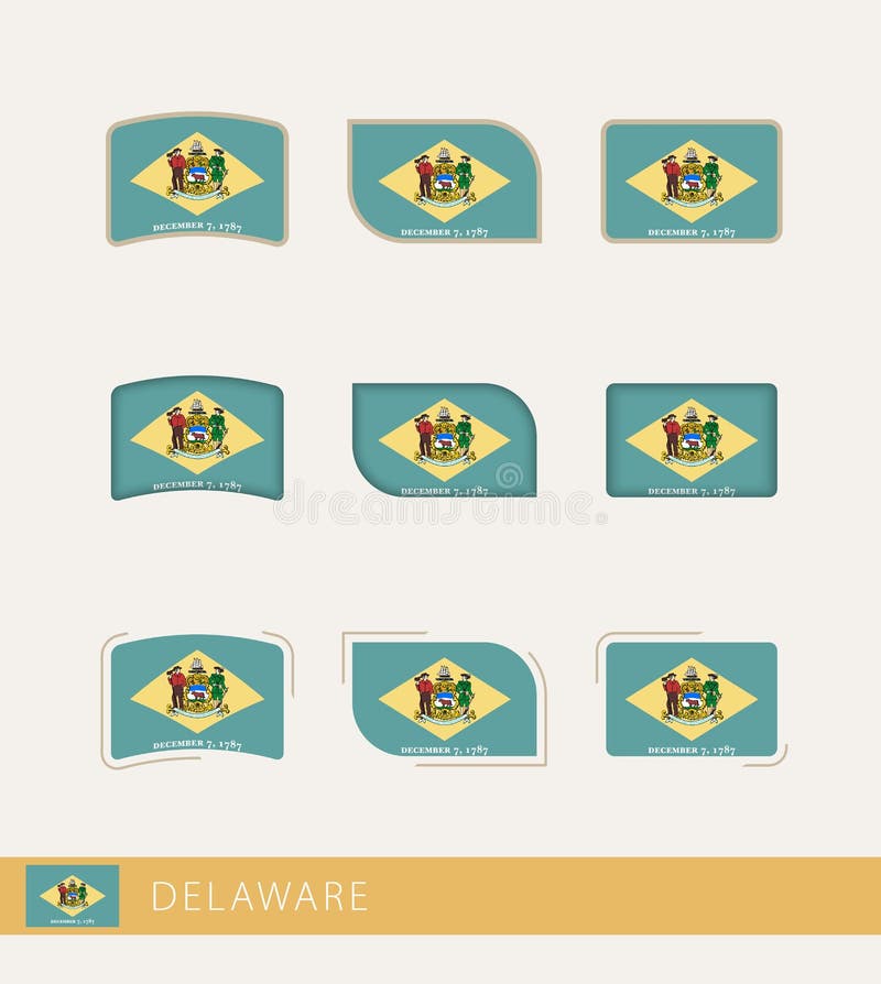Vector Flags of Delaware, Collection of Delaware Flags Stock Vector ...