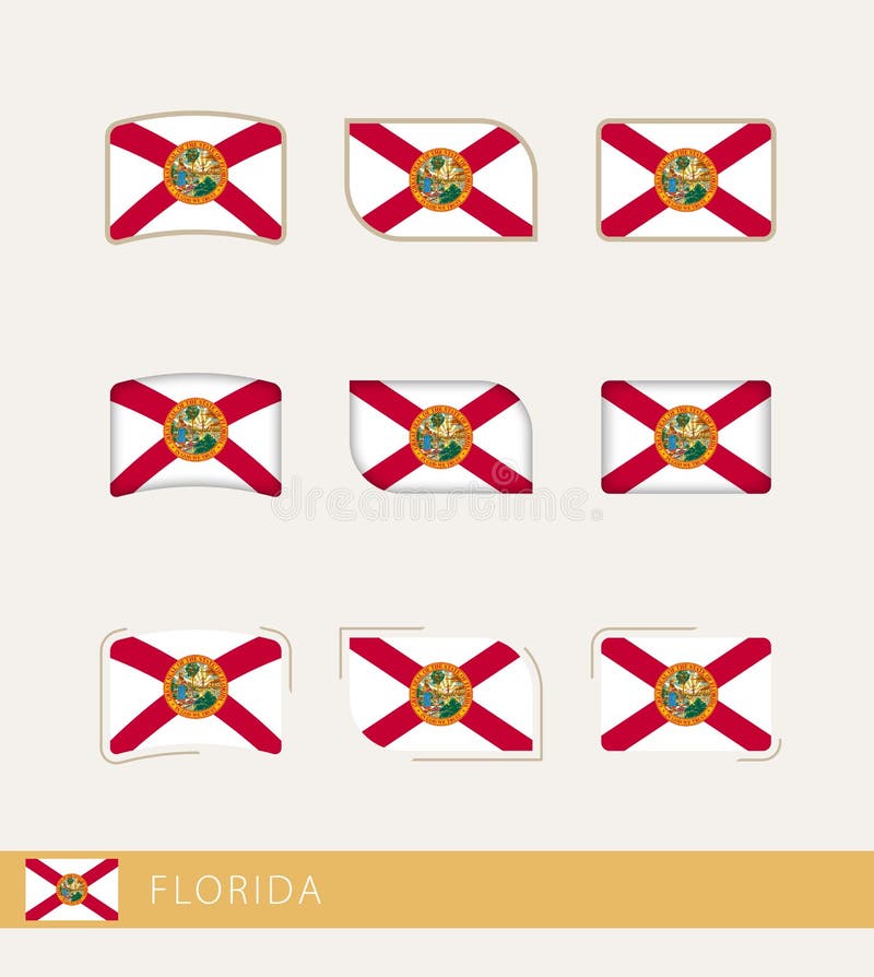 Vector Flags of Florida, Collection of Florida Flags Stock Vector ...