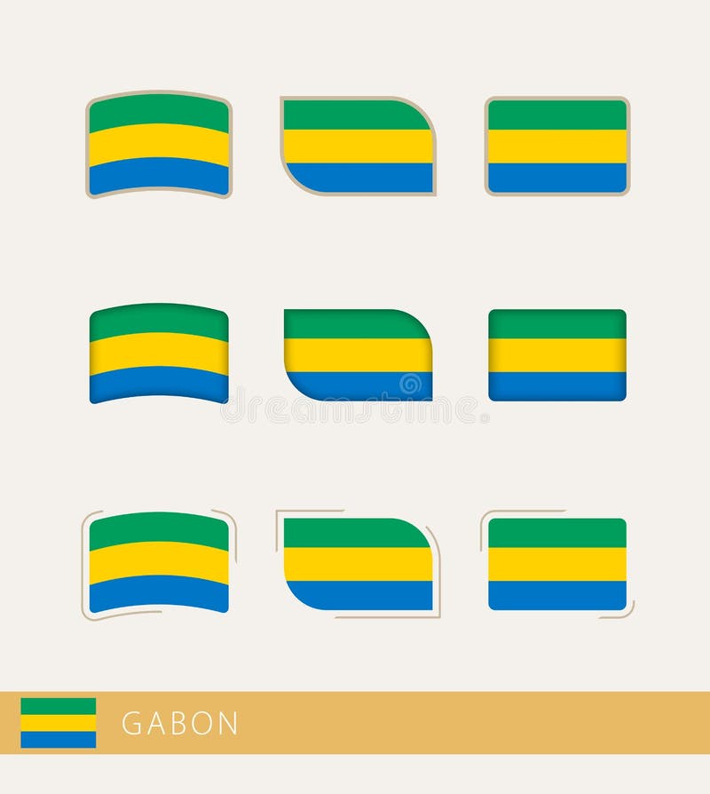 Vector Flags of Gabon, Collection of Gabon Flags Stock Vector ...