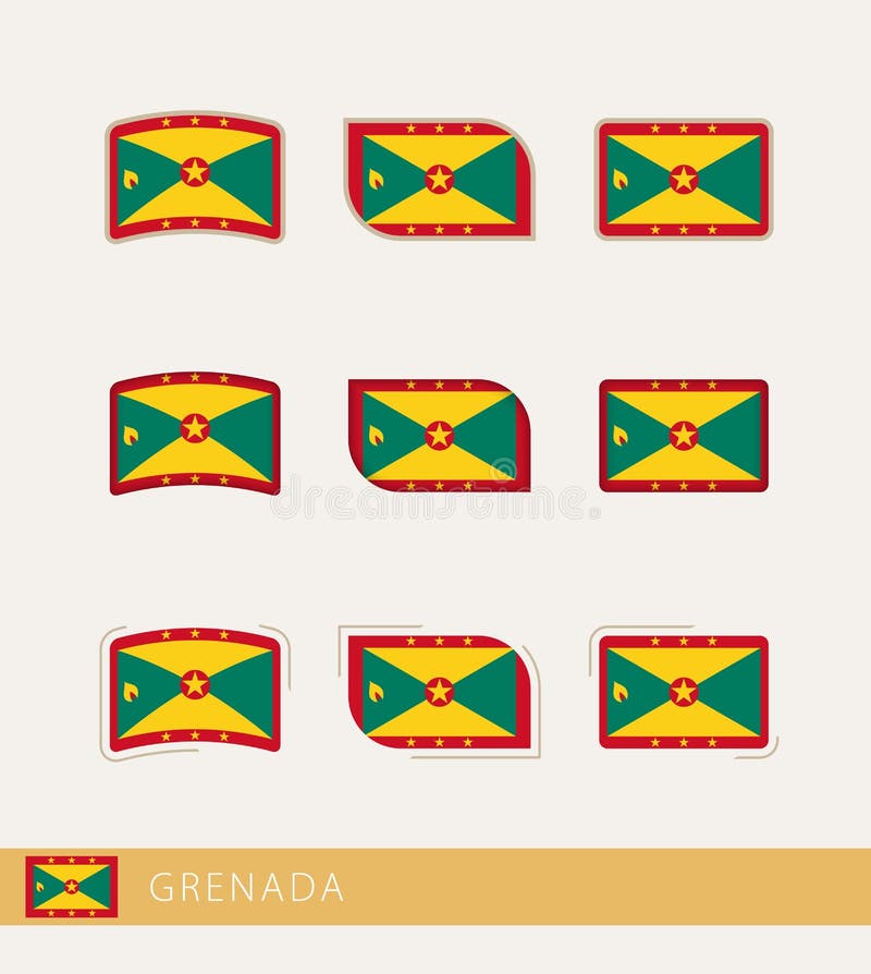 Vector Flags of Grenada, Collection of Grenada Flags Stock Vector ...