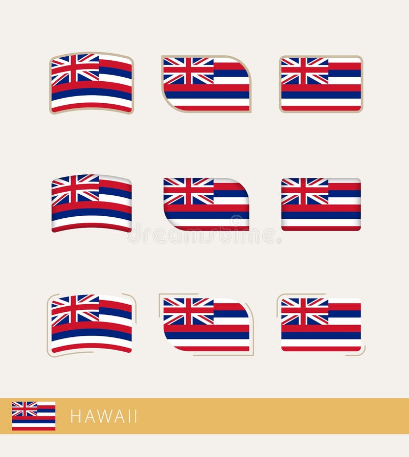Vector Flags of Hawaii, Collection of Hawaii Flags Stock Vector ...