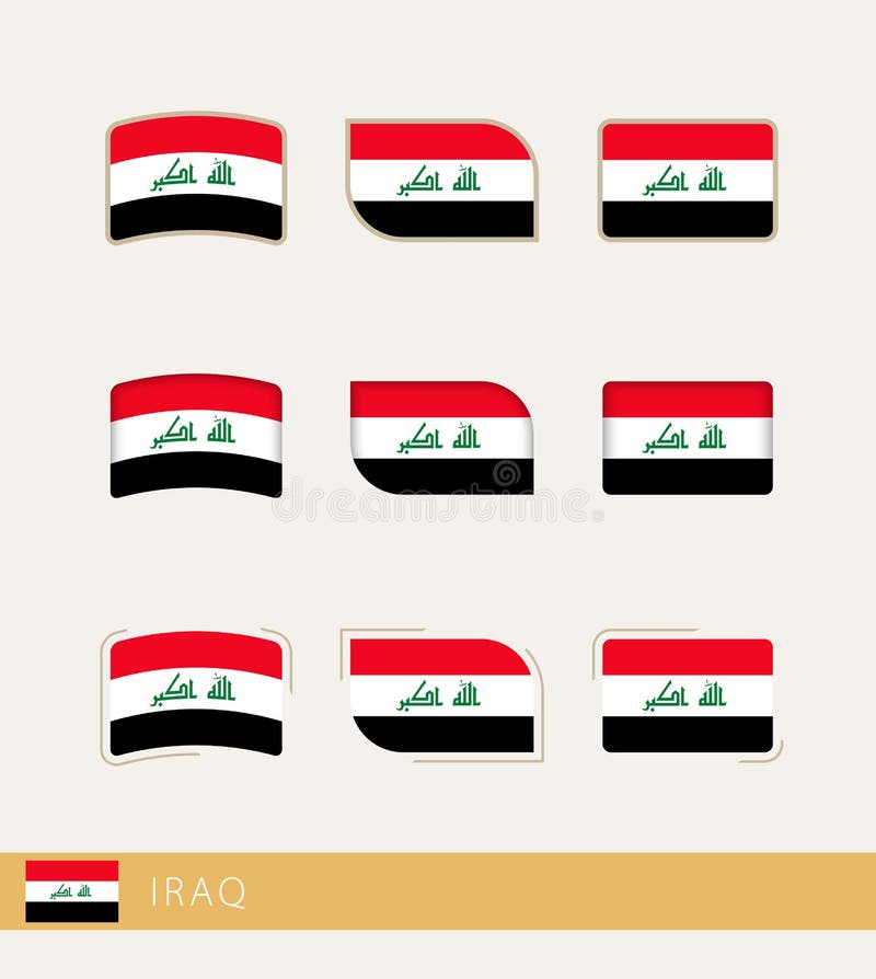 Vector Flags of Iraq, Collection of Iraq Flags Stock Vector ...