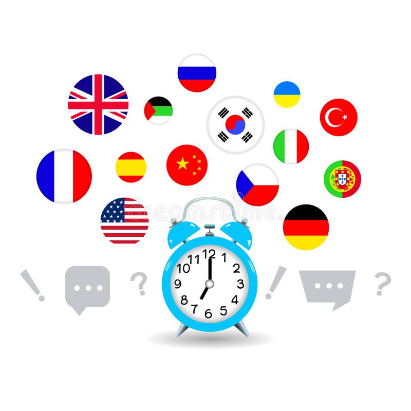 Vector Flags and Languages of Countries on White Background. Stock ...