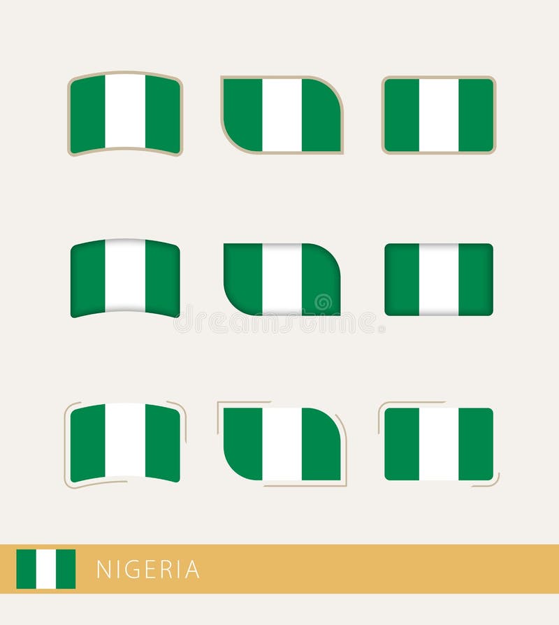Vector Flags of Nigeria, Collection of Nigeria Flags Stock Vector ...