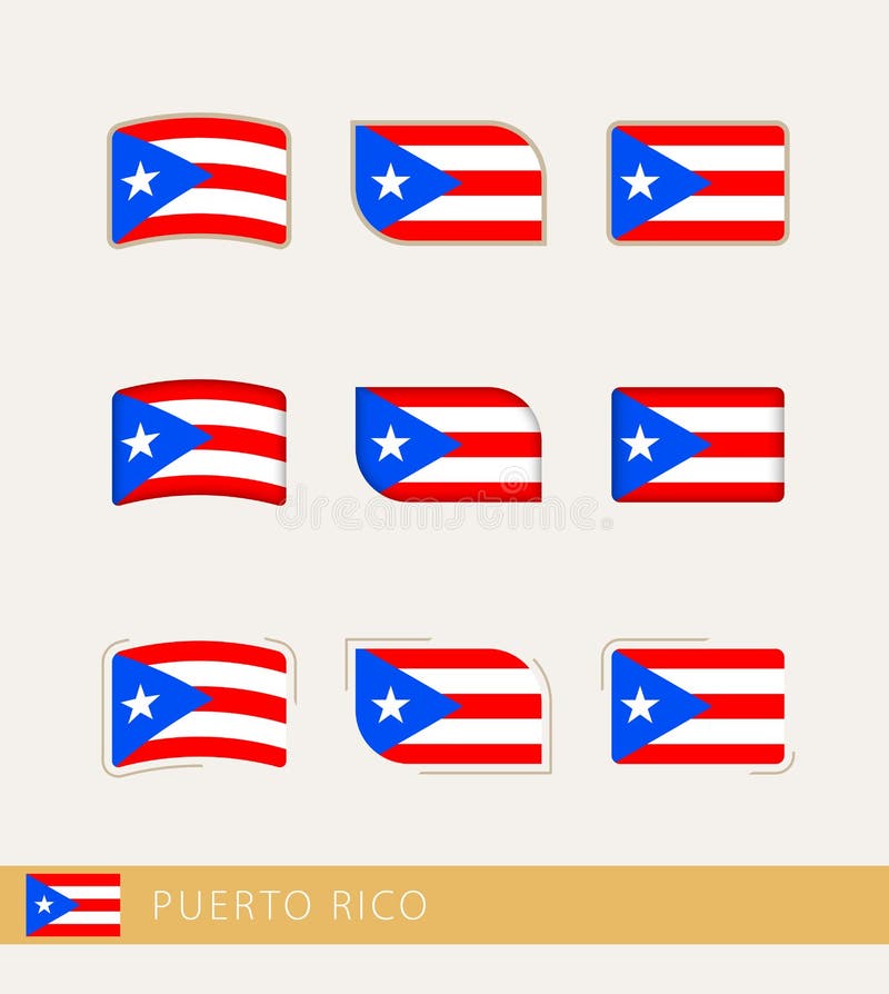 Vector Flags of Puerto Rico, Collection of Puerto Rico Flags Stock ...