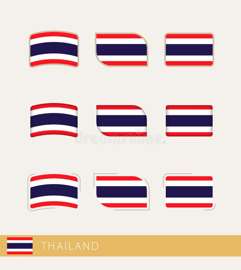 Vector Flags of Thailand, Collection of Thailand Flags Stock Vector ...