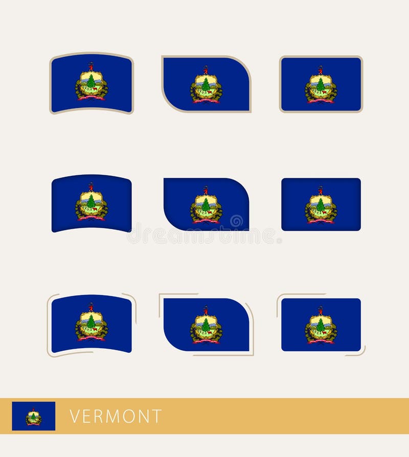 Vector Flags of Vermont, Collection of Vermont Flags Stock Vector ...