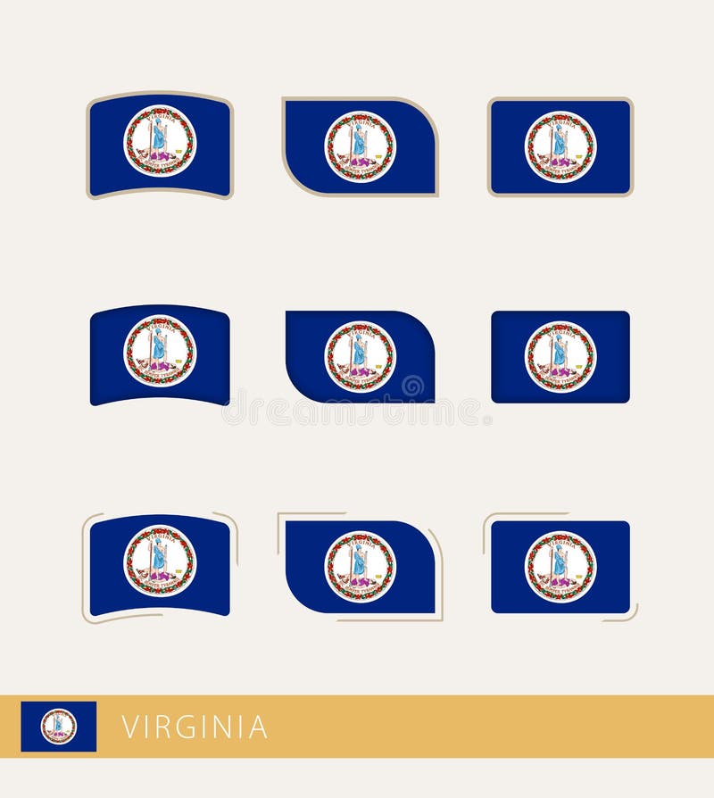 Vector Flags of Virginia, Collection of Virginia Flags Stock Vector ...