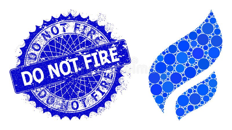 Vector Flame Collage of Small Circles and Scratched Do Not Fire Badge ...