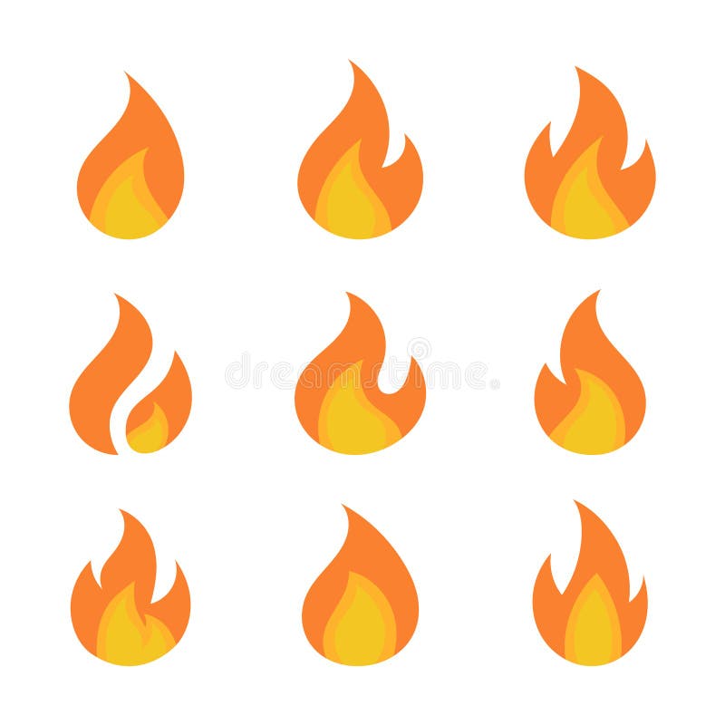 Vector Flame Fire Icon Collection in Flat Design Stock Illustration ...