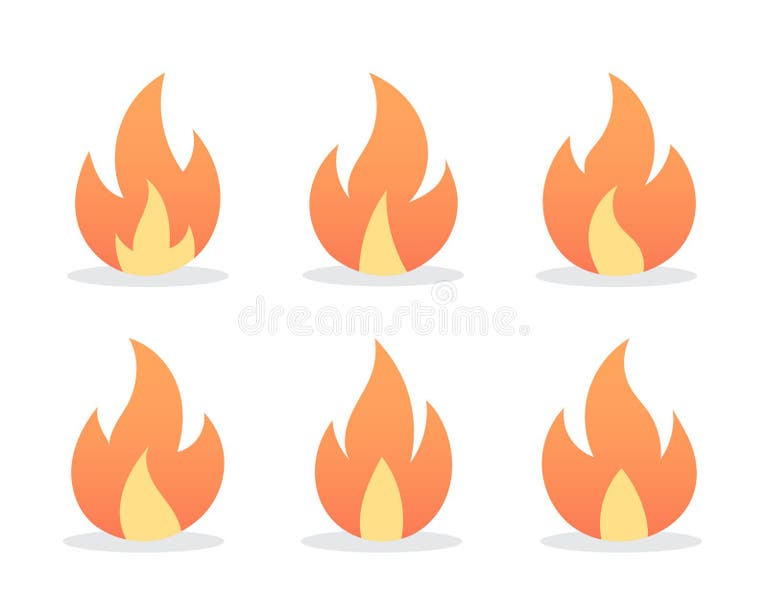 Vector Flame Fire Icon Collection in Flat Design Stock Illustration ...