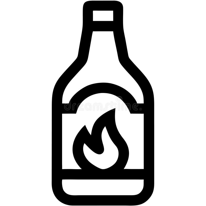 Vector of Flammable Liquid Bottle with Fire Symbol for Safety Labels ...