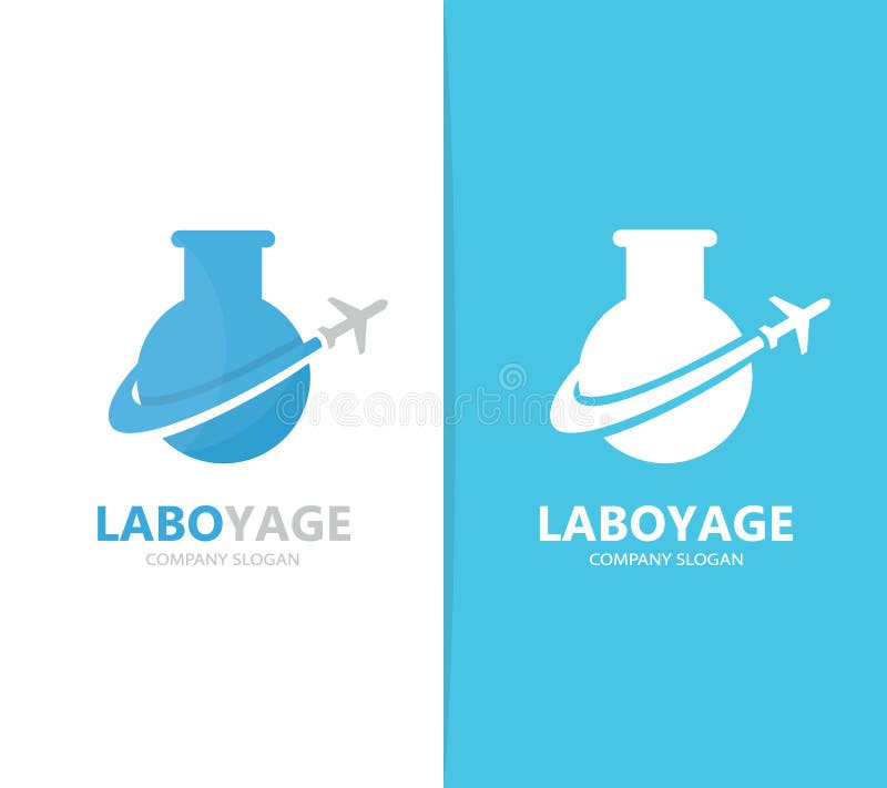 Vector of Flask and Airplane Logo Combination. Laboratory and Travel ...