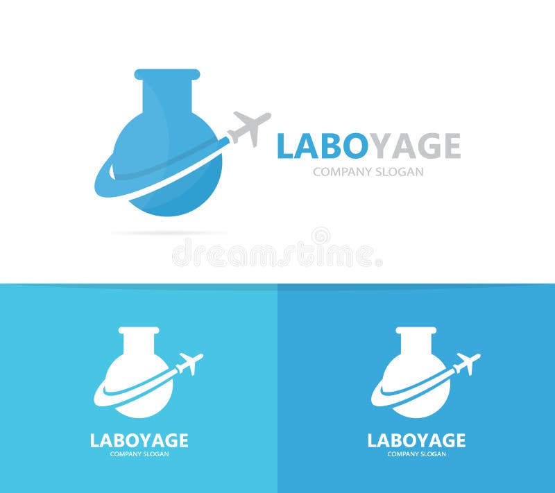 Vector of Flask and Airplane Logo Combination. Laboratory and Travel ...
