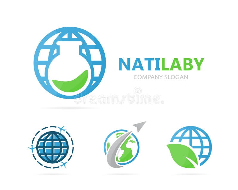 Vector of Flask and Planet Logo Combination. Laboratory and World ...