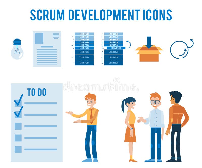 Vector Flat Agile Scrum Kanban Methodology Meeting Stock Vector ...