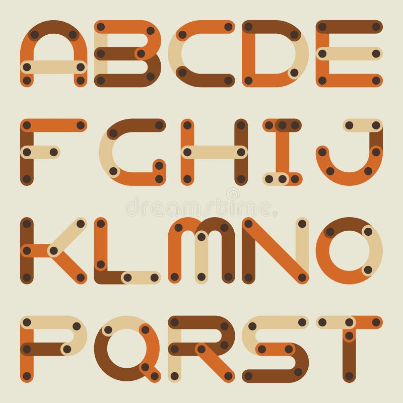 Vector Alphabet with Perforated Capital Letters in Flat Style Stock ...