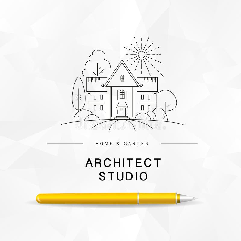 Vector Flat Architect Studio Logo Design on White Background. Stock ...