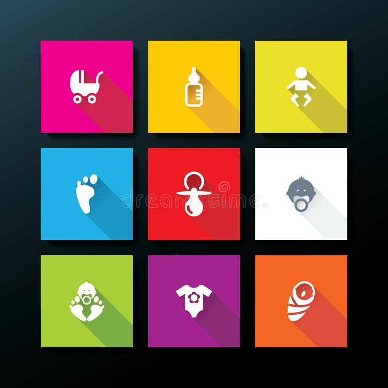 Vector flat baby icon set stock vector. Illustration of mother - 38269204