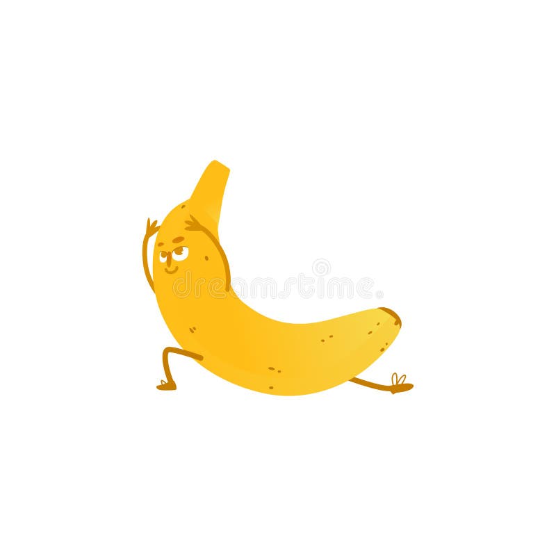 Vector Flat Banana Doing Stretching or Yoga Stock Vector - Illustration ...