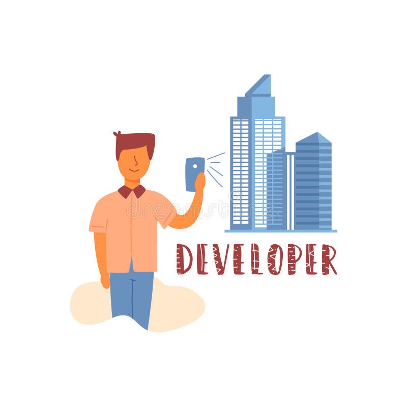 Vector Flat Banner Developer Engineer Stock Vector - Illustration of ...