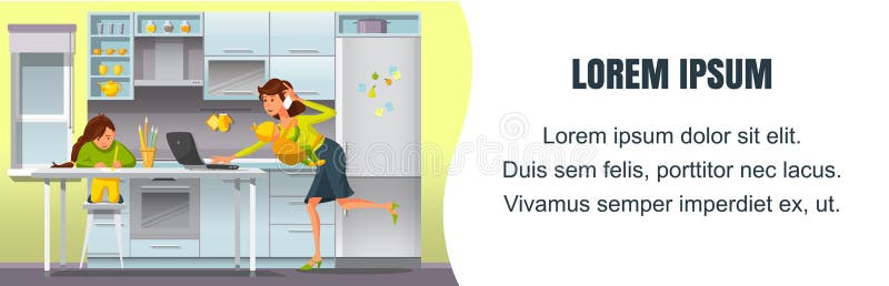 Vector Illustration Flat Banner Mom with Infant. Stock Vector ...