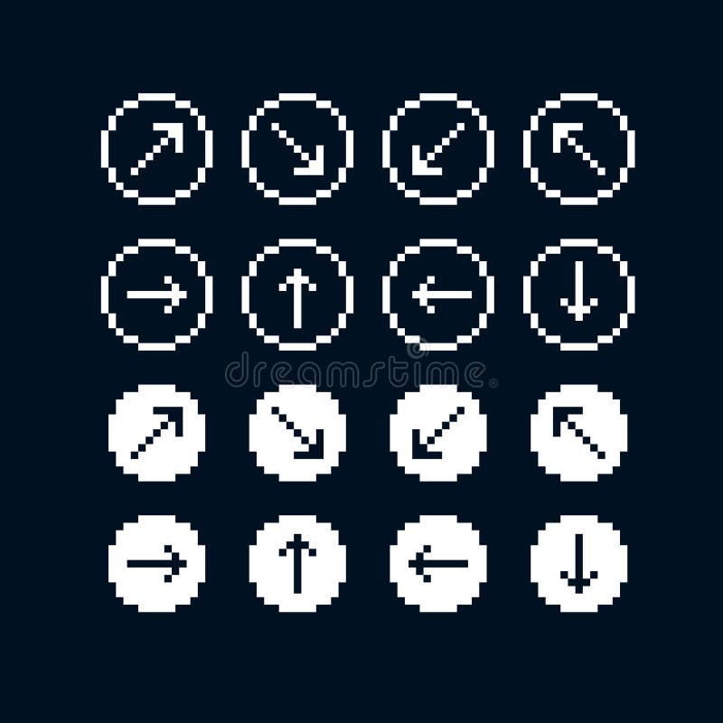 Vector Flat 8 Bit Icons, Collection of Simple Geometric Pixel Symbols ...