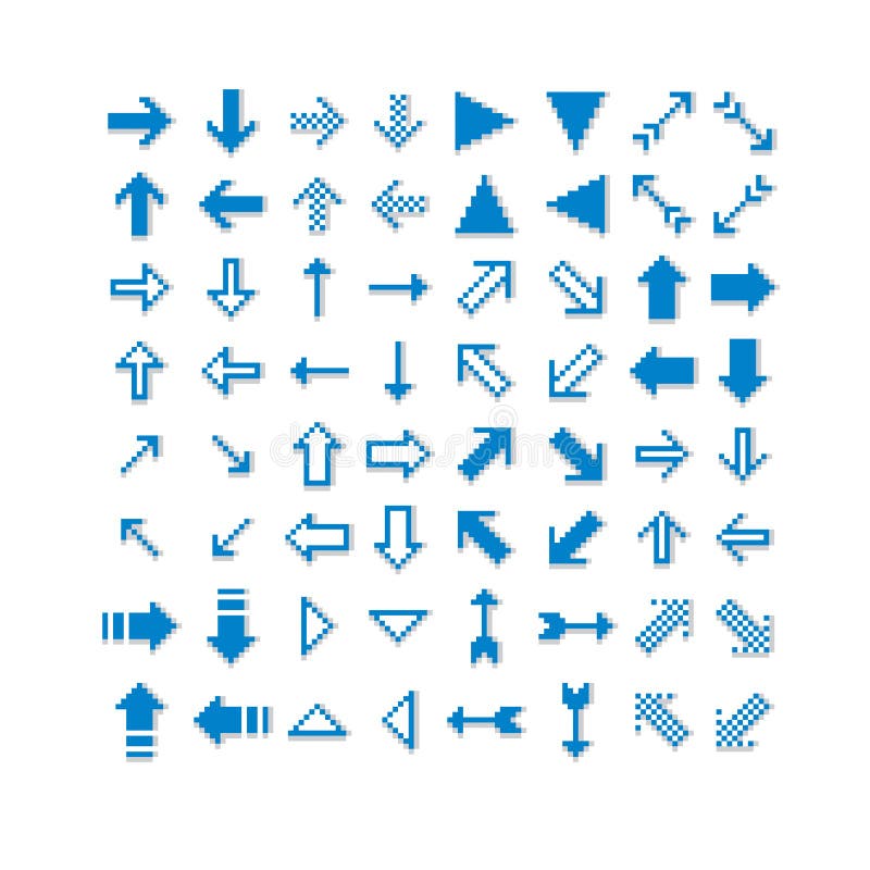 Vector Flat 8 Bit Icons, Collection of Simple Geometric Pixel Symbols ...