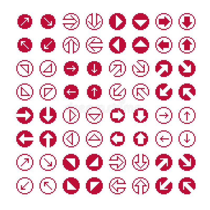 Vector Flat 8 Bit Icons, Collection of Simple Geometric Pixel Symbols ...
