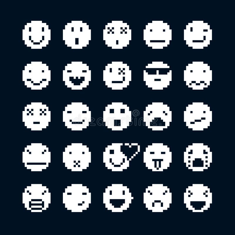 Vector Flat 8 Bit Icons, Collection Of Simple Geometric Pixel Symbols ...