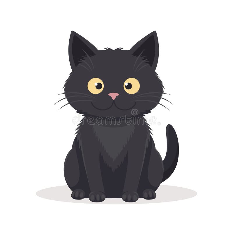 Vector Flat Black. Cartoon Cat Icon Isolated Stock Vector ...