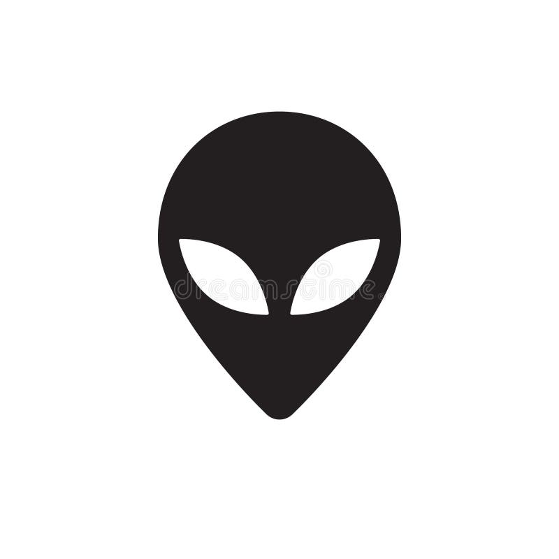Vector Flat Black Silhouette of Alien Face Icon Stock Vector ...