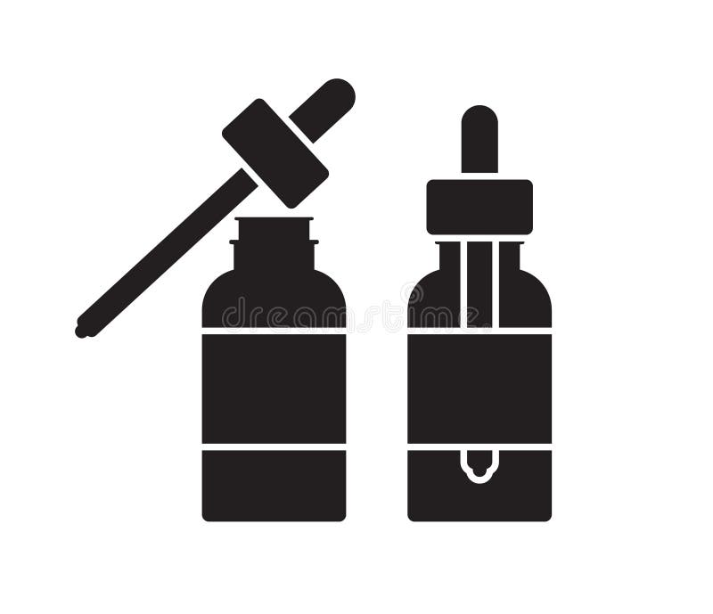 Vector Flat Black Two Oil Essence Bottle Stock Illustration ...