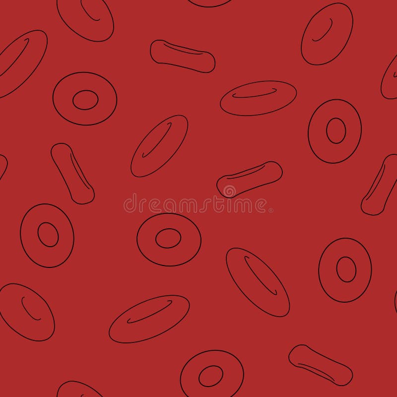 Vector Flat Blood Cell Seamless Pattern Illustration. Streaming Outline ...