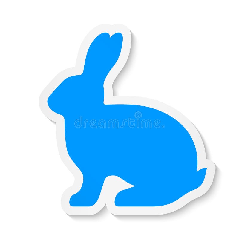Vector Flat Blue Rabbit Sticker Icon Isolated on White Background Stock ...