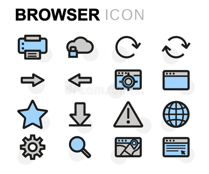 Vector Flat Browser Icons Set Stock Illustration - Illustration of ...