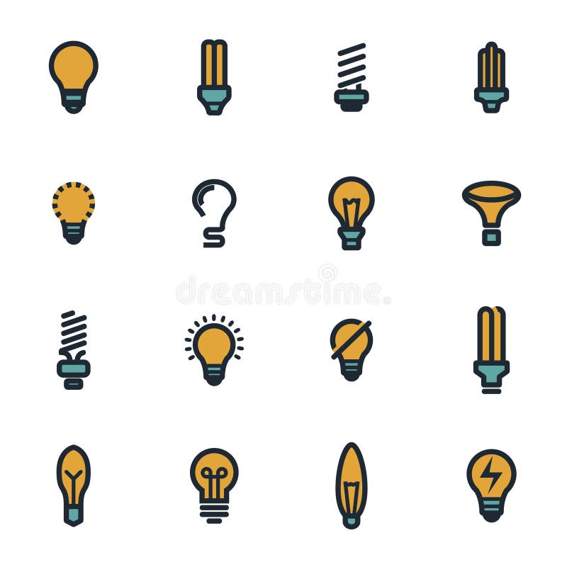 Vector Flat Bulbs Icons Set Stock Vector - Illustration of lightbulb ...