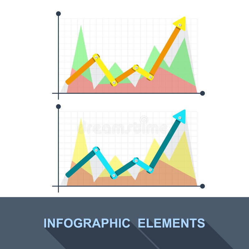 Vector Flat Business Graph and Chart on Grey Background. Stock ...